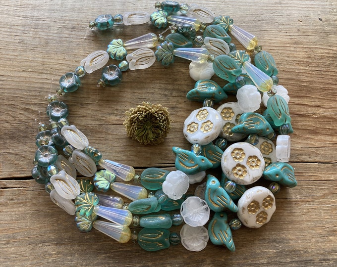 Czech Glass Bead Mix Peace Lily Pressed, Fire Polished, Faceted 10 ...