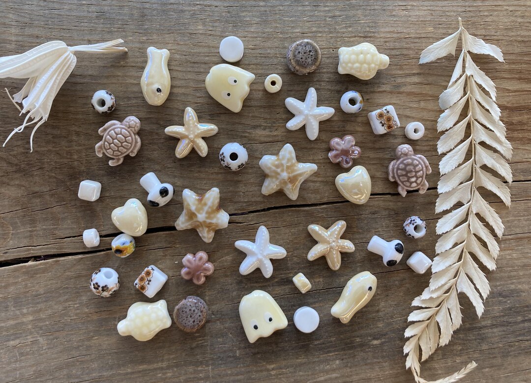 Artisan Porcelain Bead Mix ~ Sandy Beach Color Assortment ~ Turtle ...
