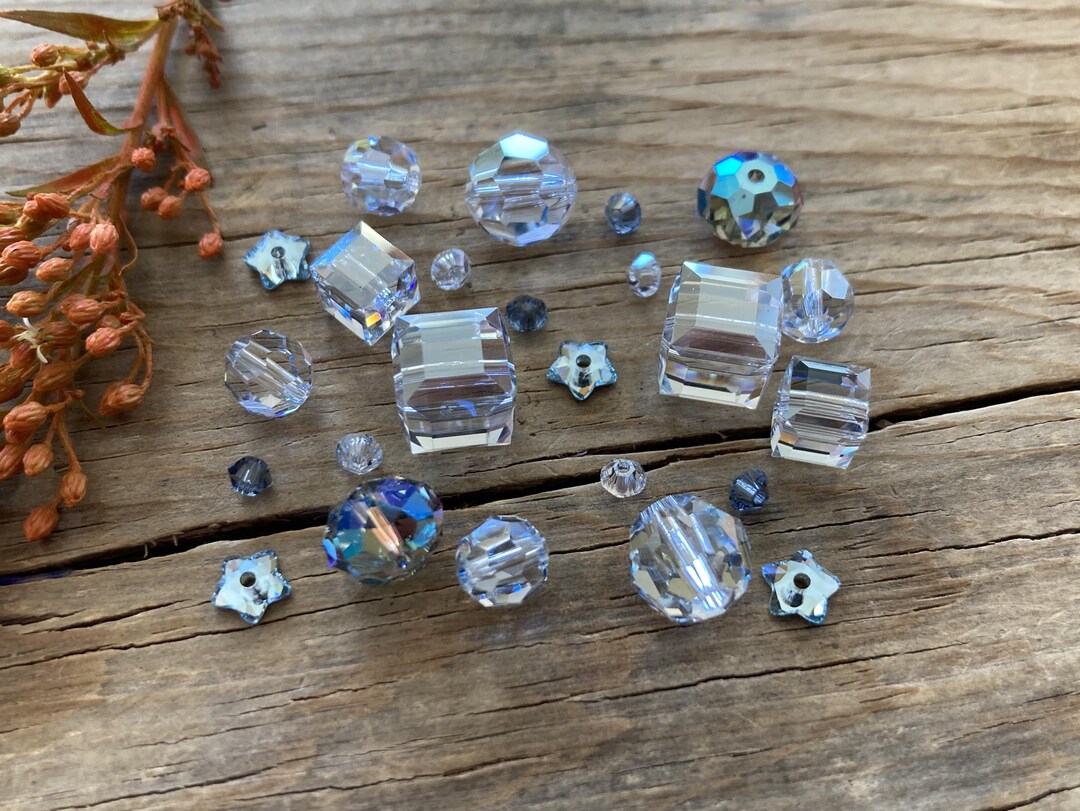 Artisan Swarovski Crystal Bead Set ~ Crystal Blue Shade Color ...