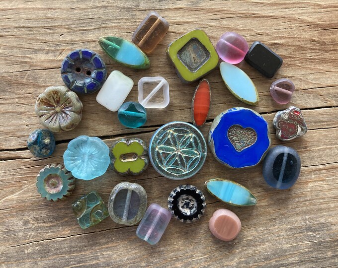 Czech Glass Table Cut Bead Mix Assortment 32 Grams Picasso Flower Oval ...