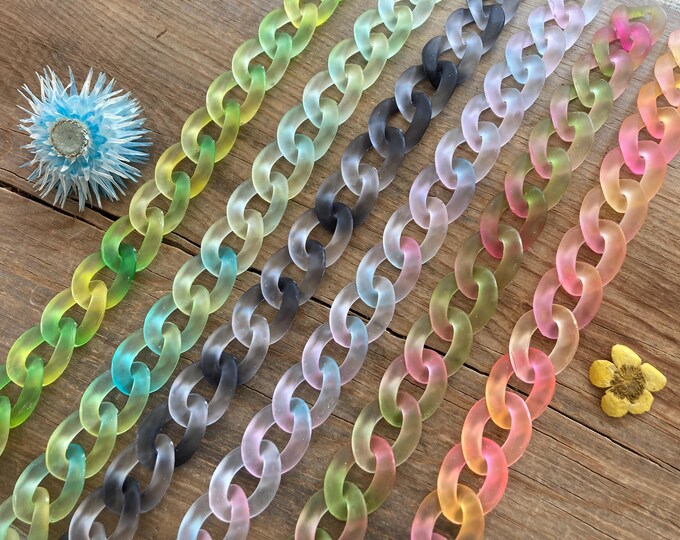 Matte Rubberized Acrylic Linking Rings Chunky Curb Chain ~ 16" Length ...