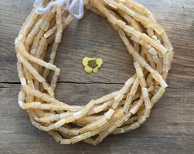 10 Strand Hank of Butter Quartz Gemstone Smooth Chunky Rectangle Tube ...