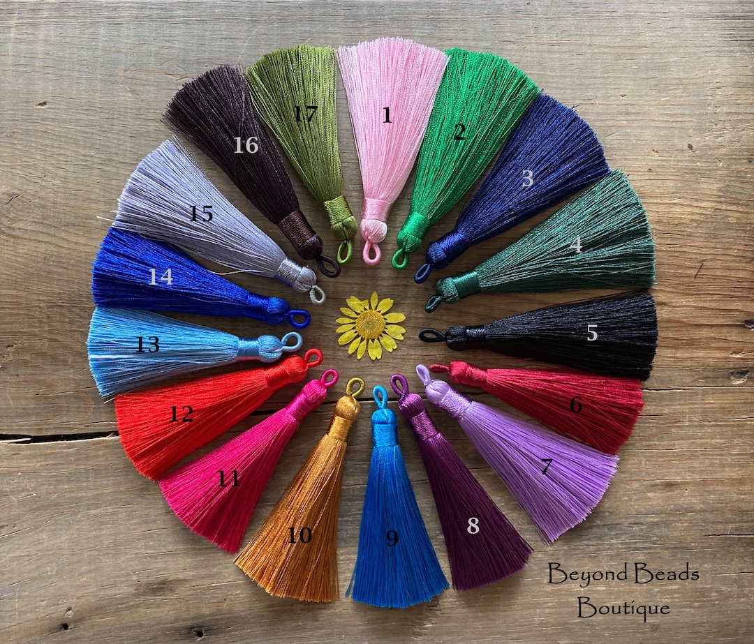 Polyester Silky Thread Tassels ~ 2 Pieces ~ Pick a Color ~ 3" Inches ...