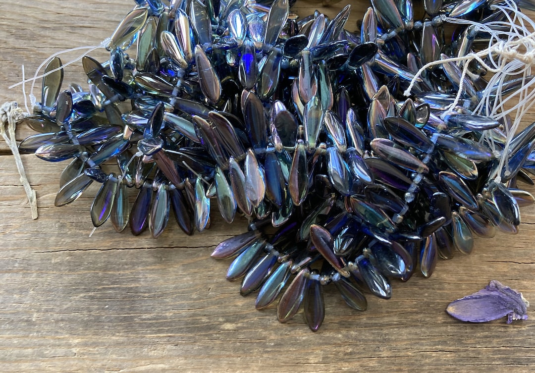 Czech Glass Dagger Beads ~ Sapphire Blue Celsian ~ 50 Pieces ~ 16x5mm ...