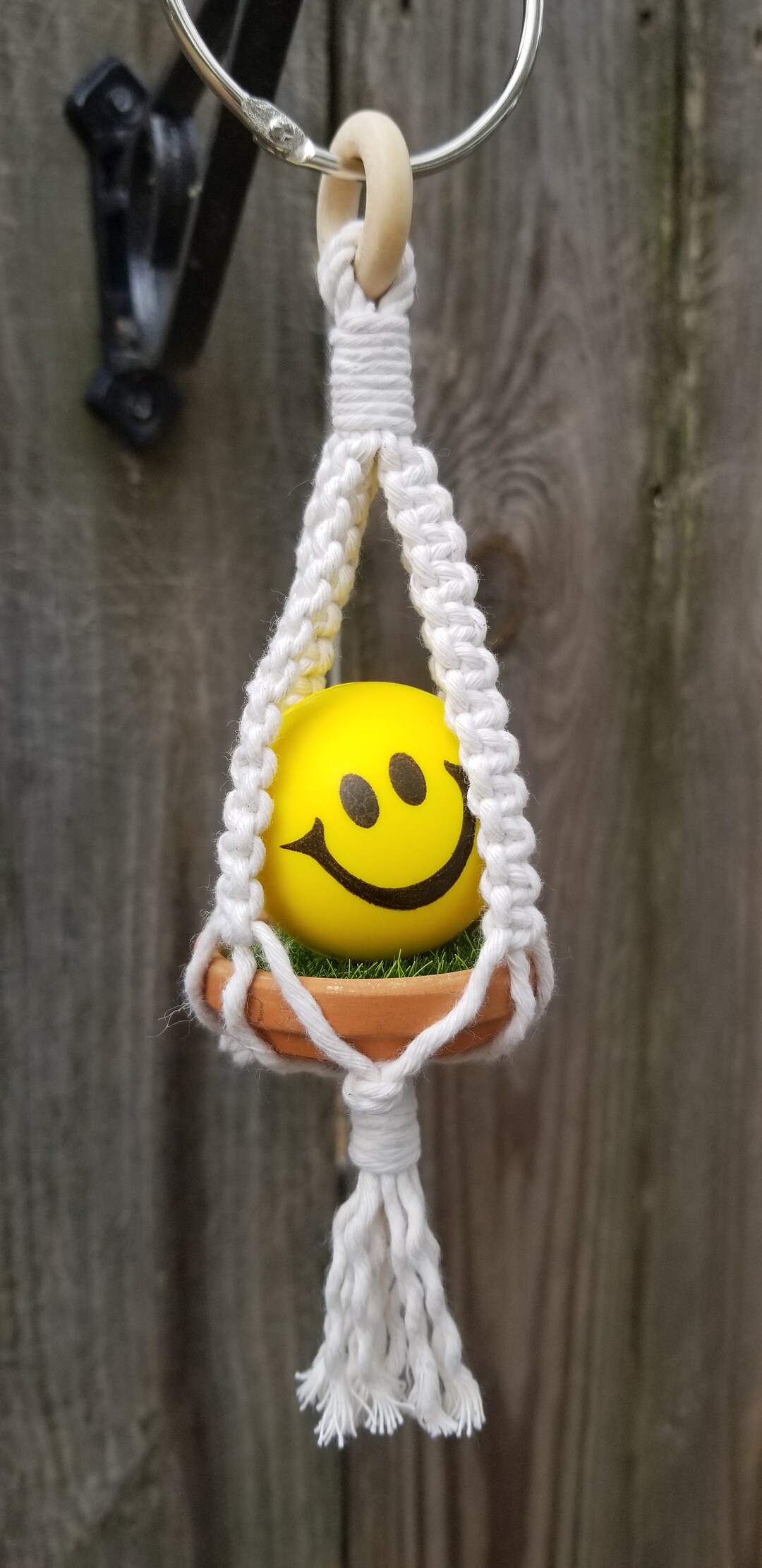 Tiny Smiley Face Macrame Hanger, Hanging Car Air Freshener - Etsy