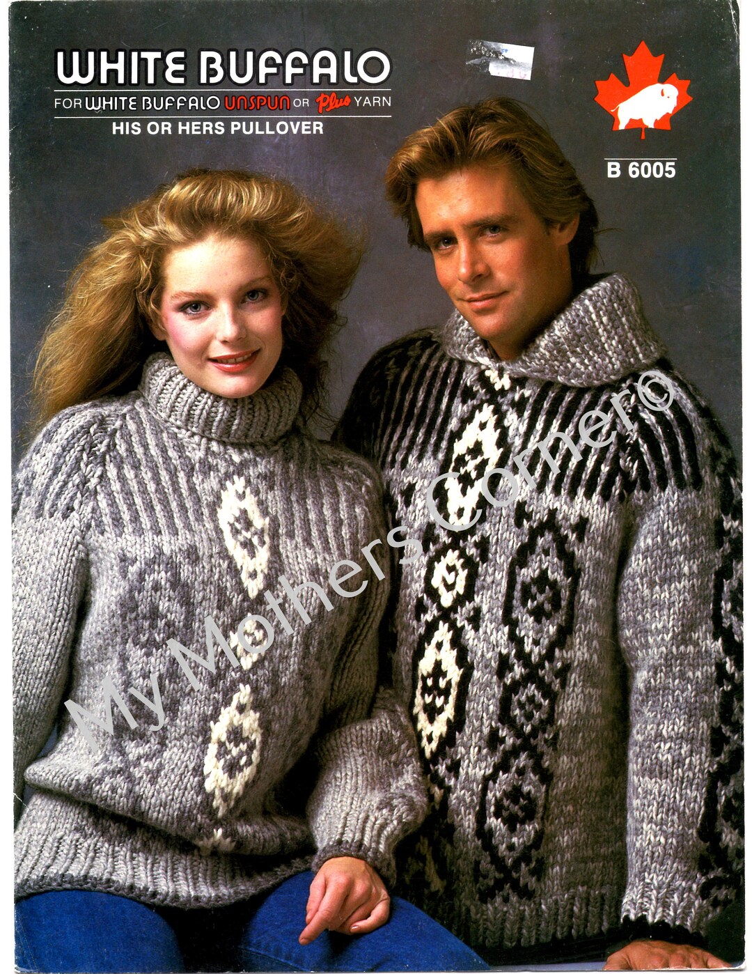 White Buffalo,#b6005, Pdf Pattern, Cowichan Style, Vintage, White ...