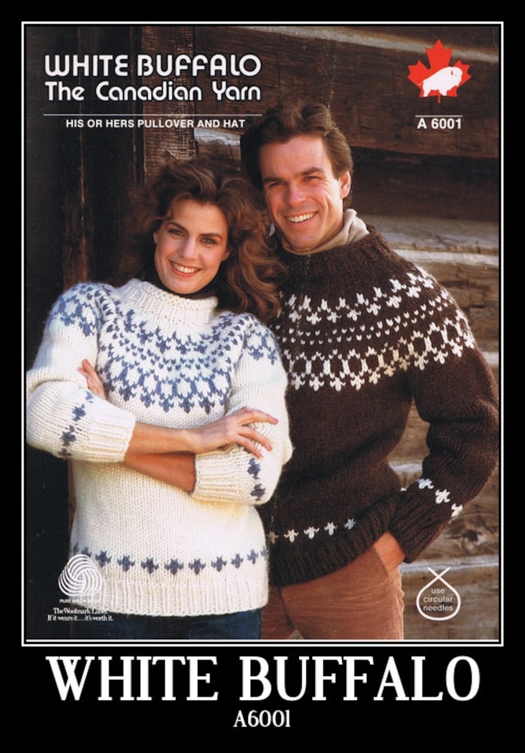 White Buffalo,#a6001, Pdf Pattern, Cowichan Style, Vintage, White ...