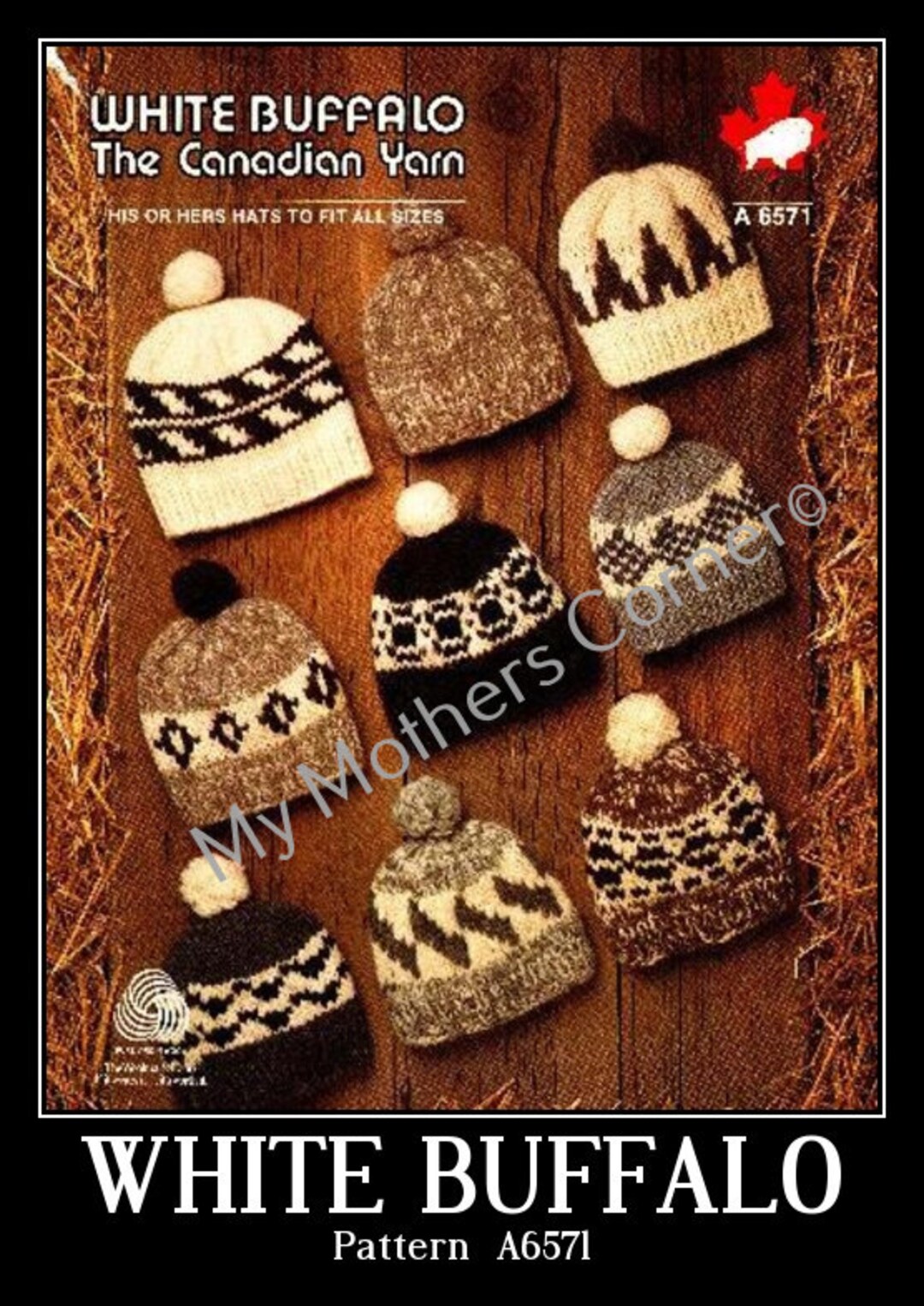 White Buffalo,#a6571, Pdf Pattern, Cowichan Style, Vintage, White ...