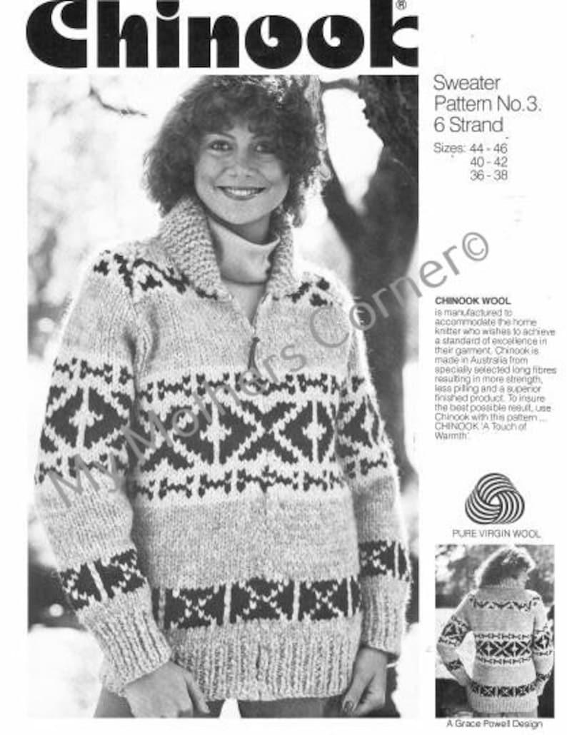 White Buffalo Sweater #c Chinook, Pdf Knitting Pattern, Cowichan Style ...