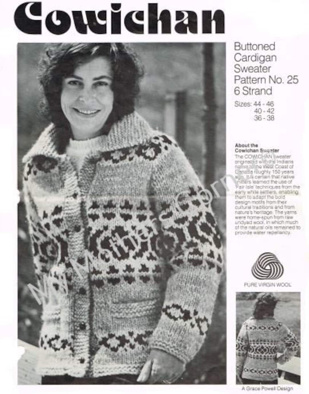 White Buffalo Sweater #25, Pdf Knitting Pattern, Cowichan Style ...