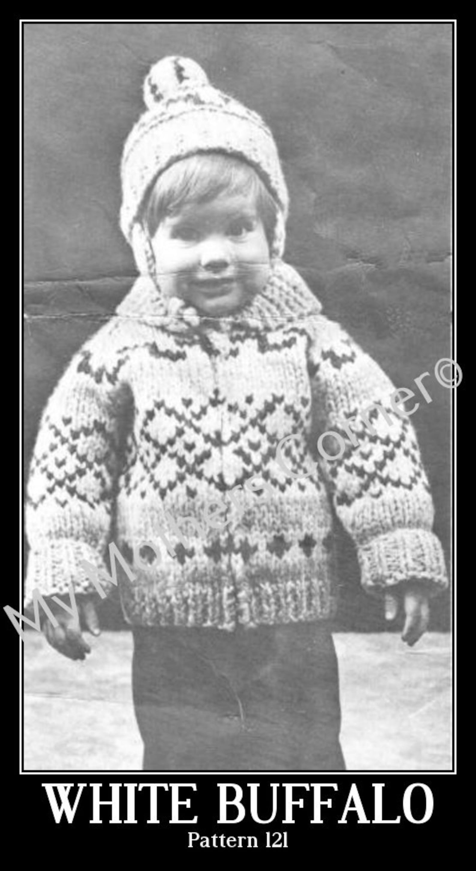 White Buffalo Sweater #121, Pdf Knitting Pattern, Cowichan Style ...