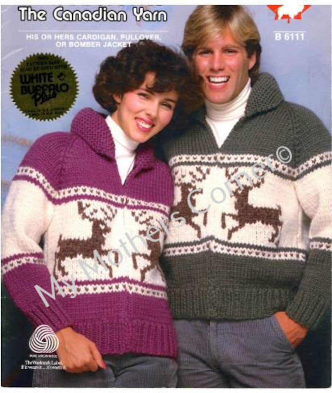 White Buffalo,#b6111, Pdf Pattern, Cowichan Style, Vintage, White ...