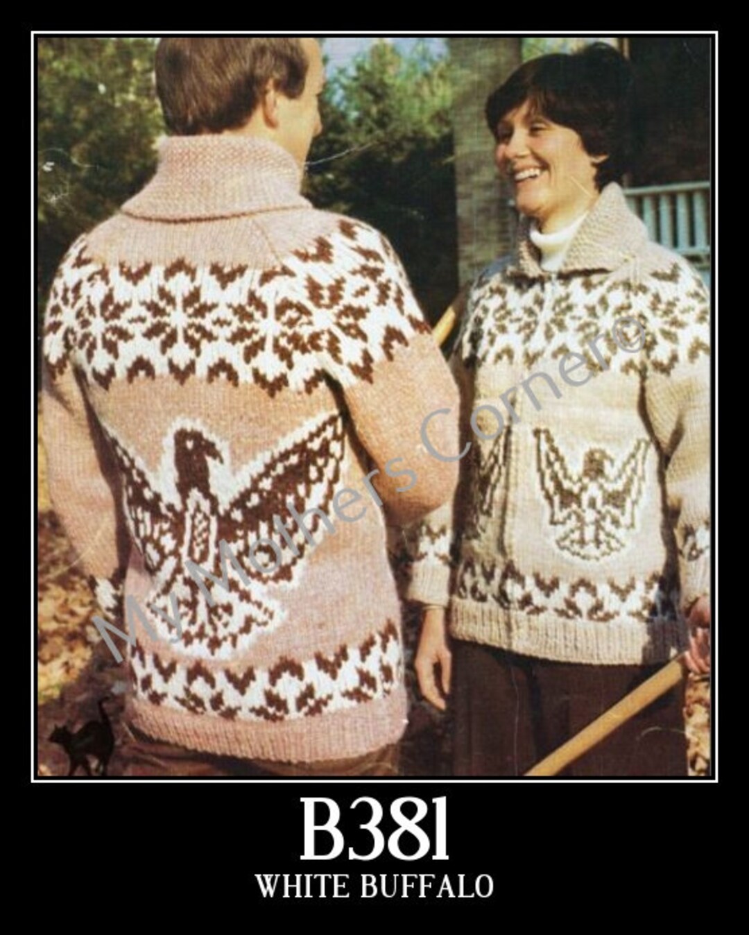 White Buffalo,#b381, Pdf Pattern, Cowichan Style, Vintage, White ...