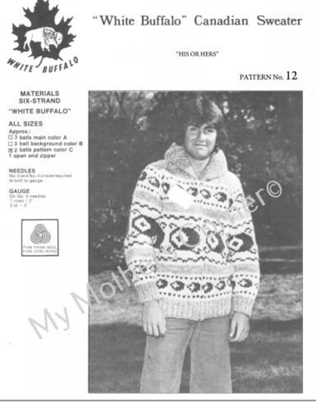 White Buffalo Sweater #12, Pdf Knitting Pattern, Cowichan Style ...