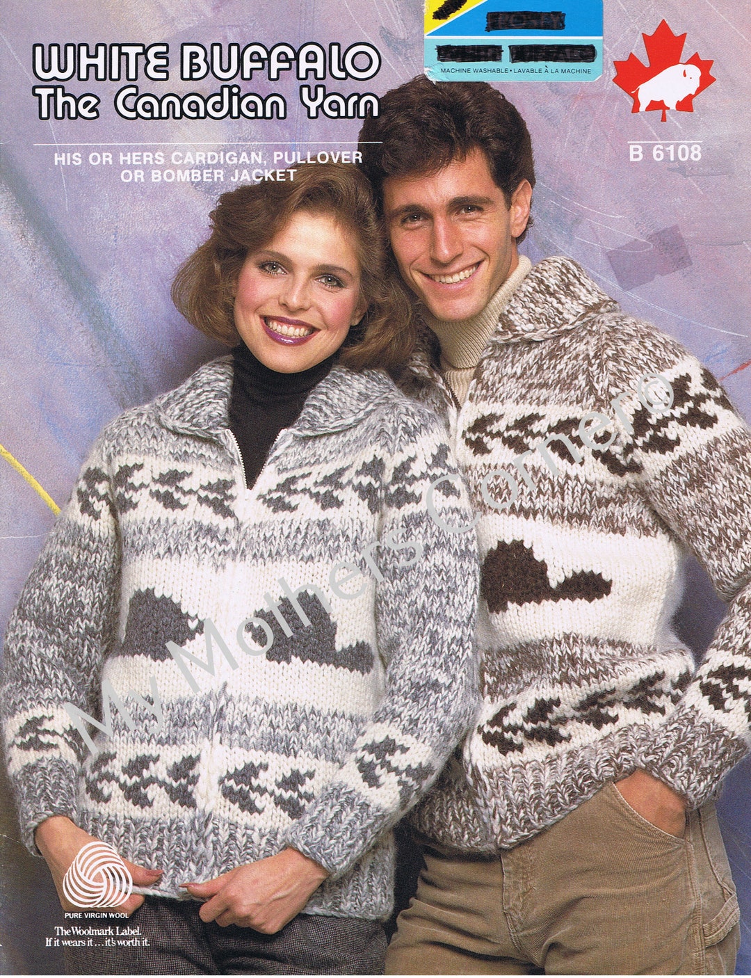 White Buffalo,#b6108, Pdf Pattern, Cowichan Style, Vintage, White ...