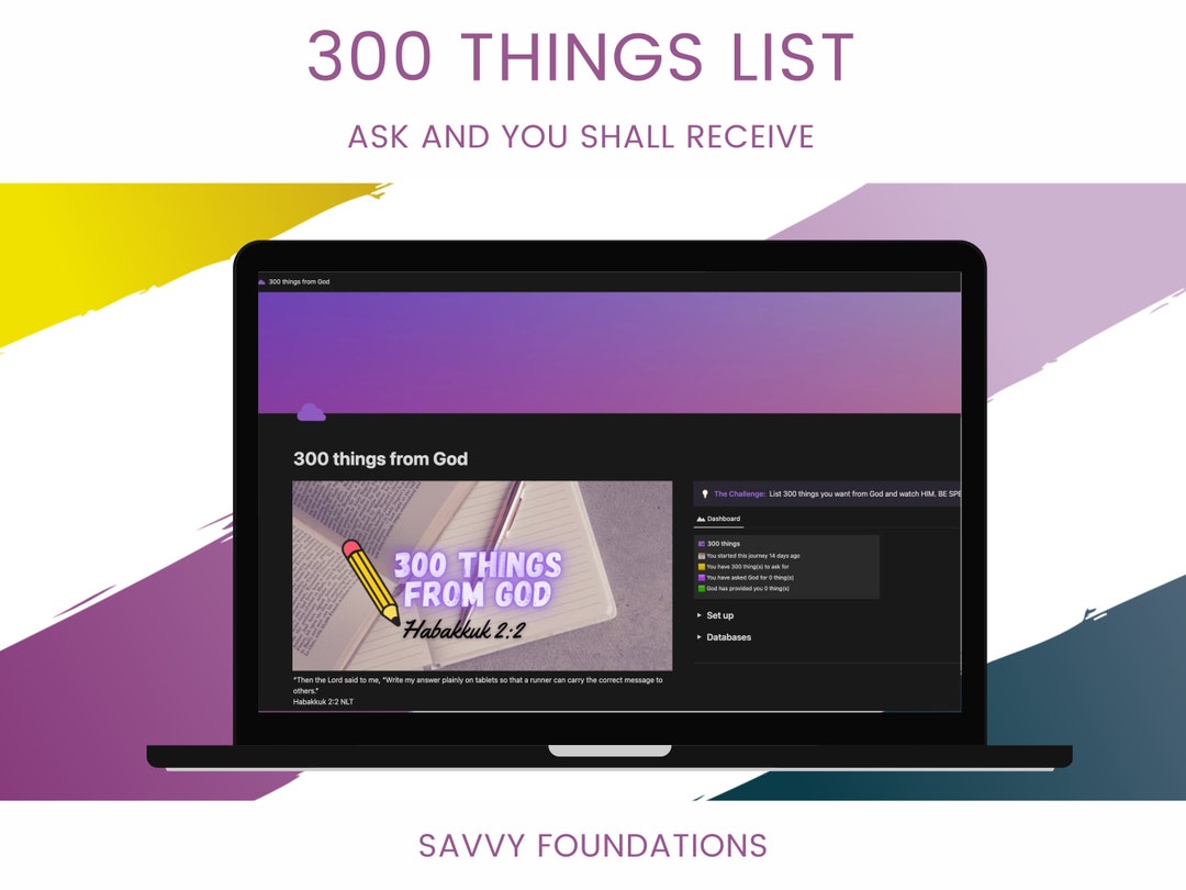Notion Template | the 300 Things List | Notion Dashboard, Planner, Life ...
