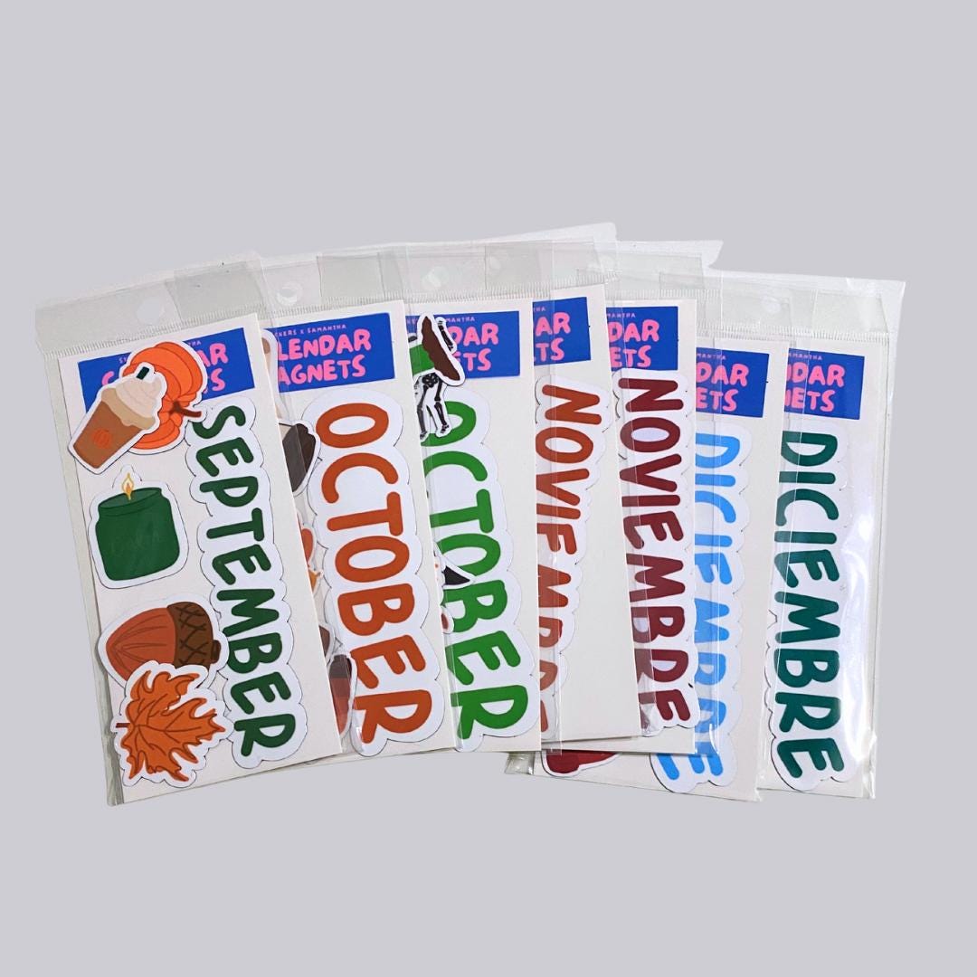 September-december Calendar Magnet Pack | Dry Erase Magnetic Calendar ...