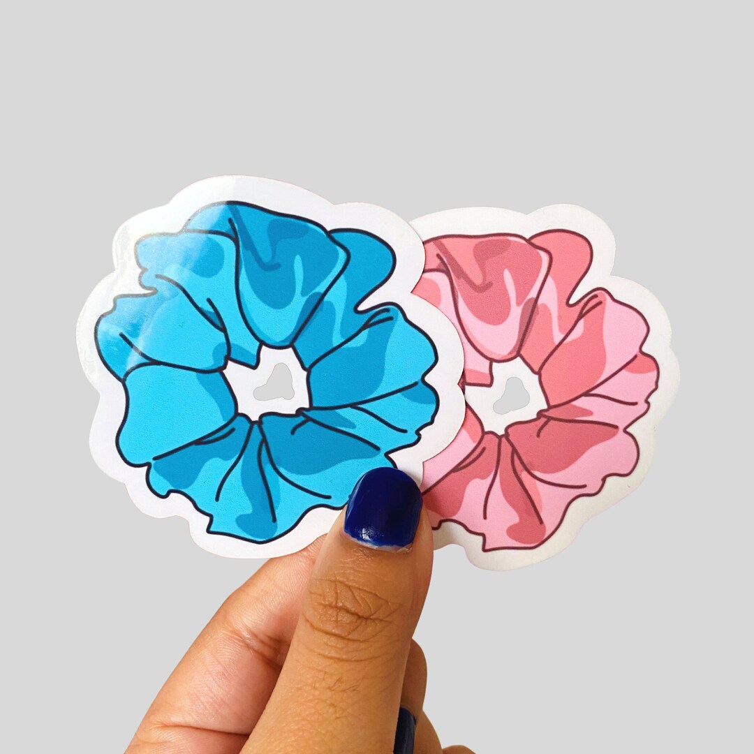 Hair Scrunchie Waterproof Sticker Hair Accessory Magnet Blue Scrunchie ...