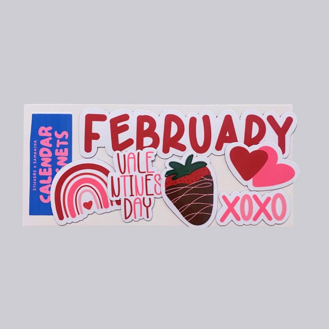 February Valentines Day Calendar Magnet Pack | Dry Erase Magnetic ...