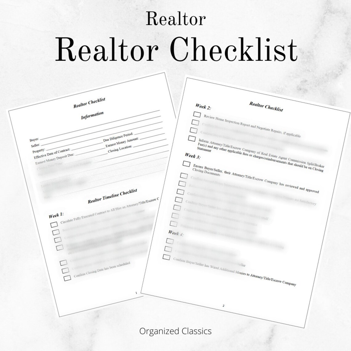 Realtor Transaction Checklist, Real Estate Transaction Checklist, Real ...