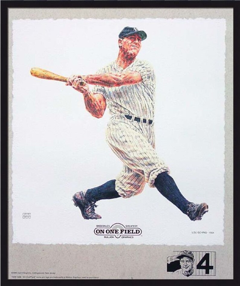 Lou Gehrig Lithograph Limited Edition Artwork By Michael | Etsy