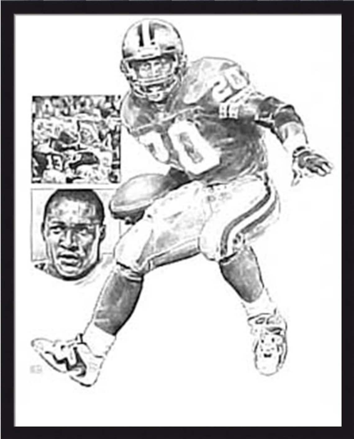 Barry Sanders Lithograph Limited Edition Artwork By Michael | Etsy
