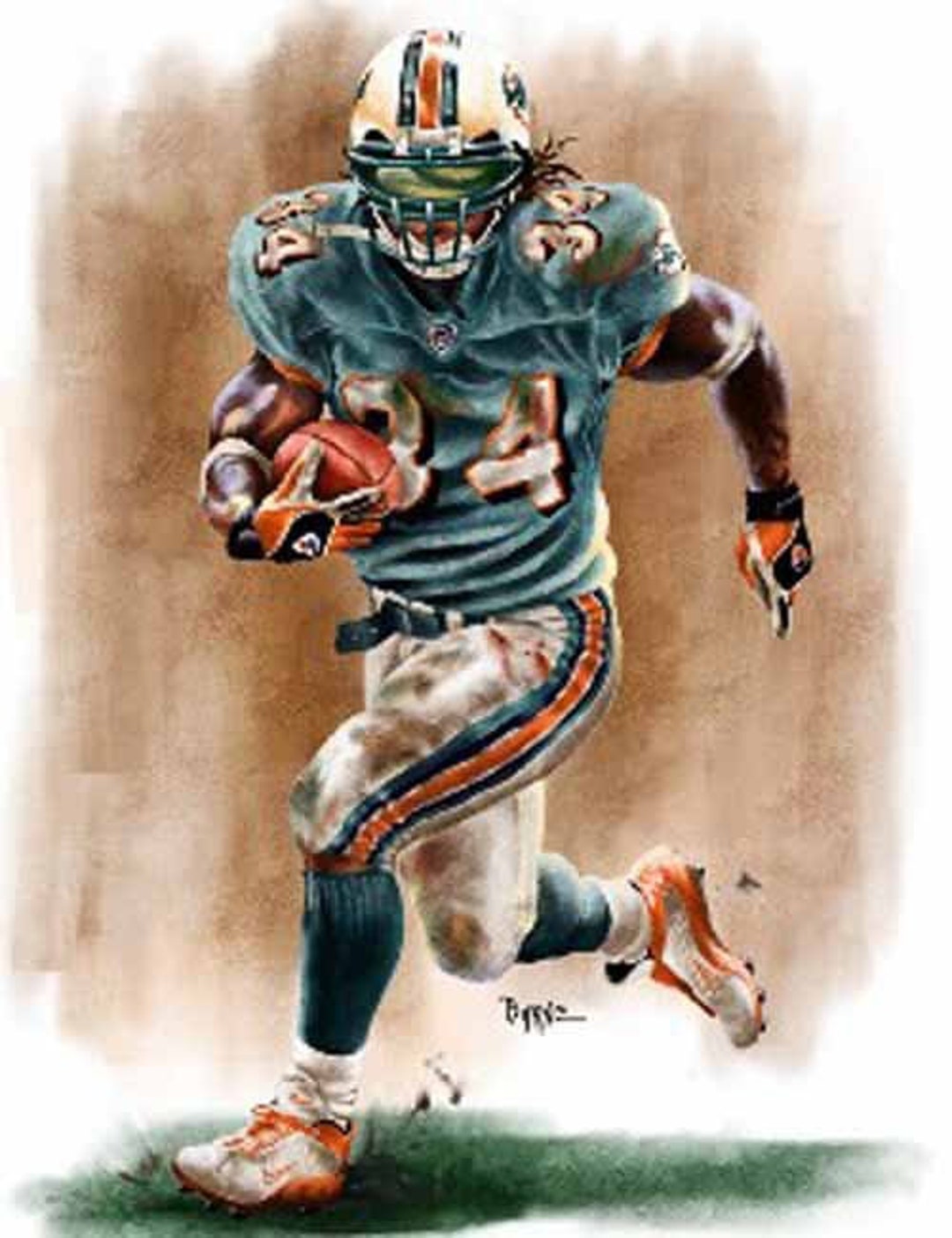 Ricky Williams - Limited Edition Giclee by James Byrne - Miami Dolphins ...