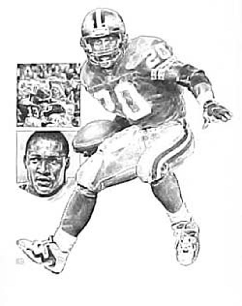 Barry Sanders Lithograph Limited Edition Artwork by Michael Mellett MVP ...