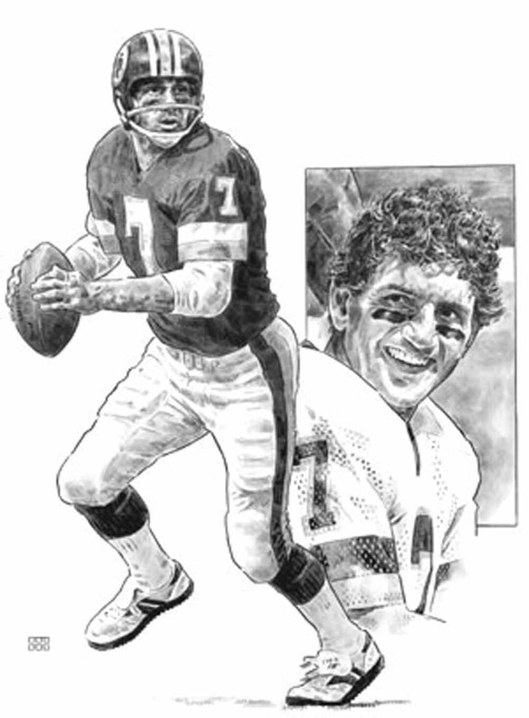 Joe Theismann Lithograph - Limited Edition Artwork by Michael Mellett ...