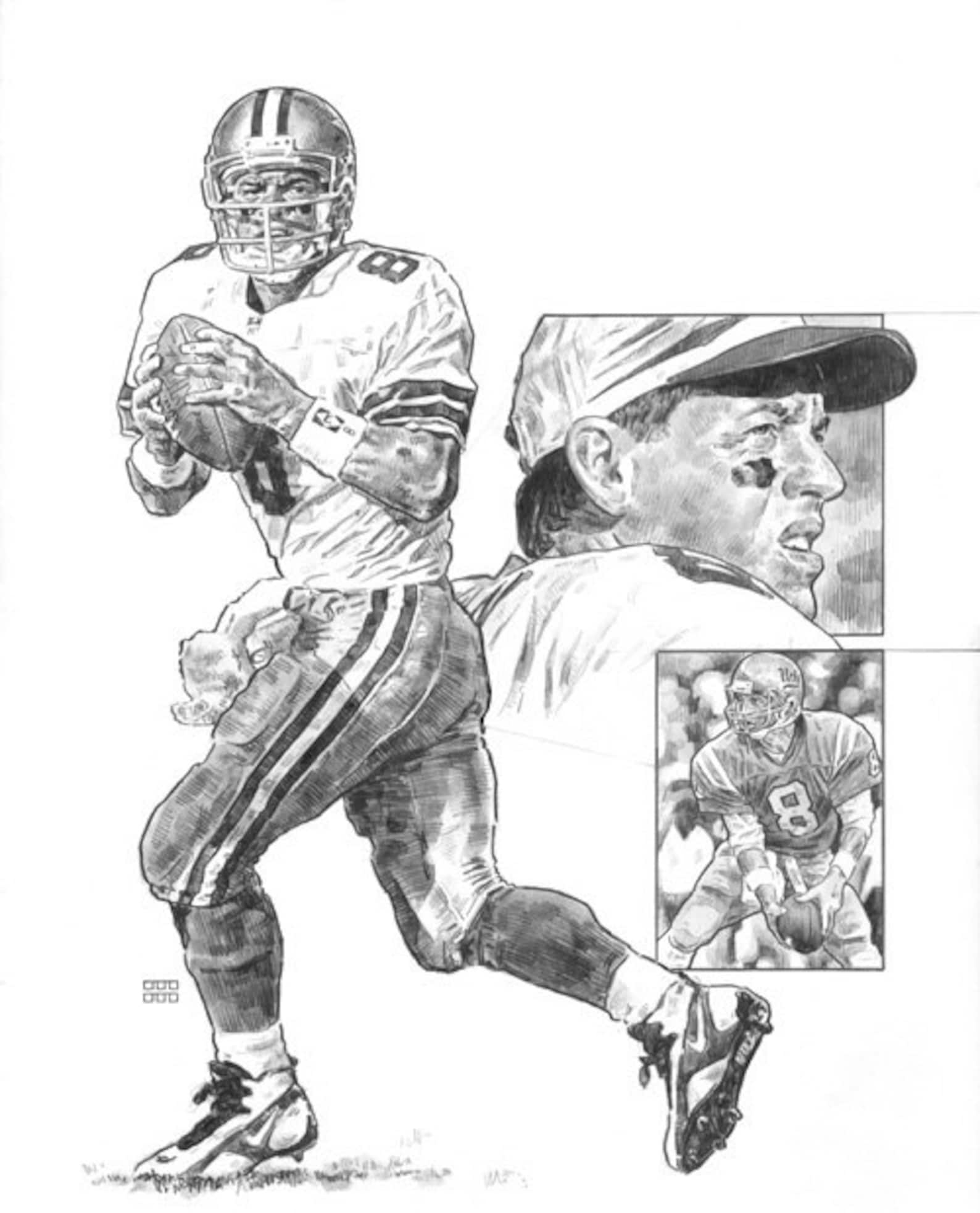 Troy Aikman Dallas Cowboys Lithograph Limited Edition Artwork by ...