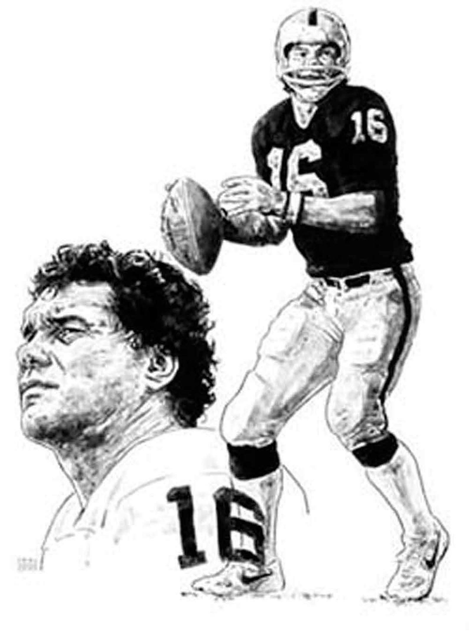 Jim Plunkett Lithograph - Limited Edition Artwork by Michael Mellett ...