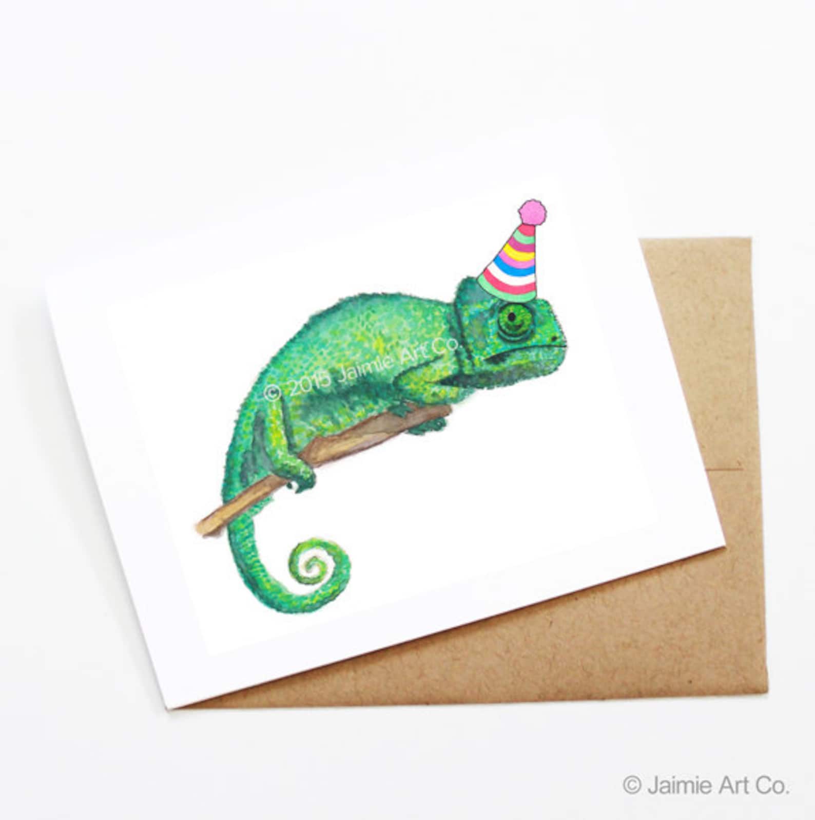 Birthday Card Chameleon Animal Birthday Animal Card Cute - Etsy