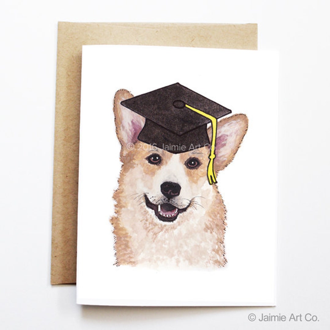 Graduation Card - Corgi, Grad Card, College Graduation, High School ...