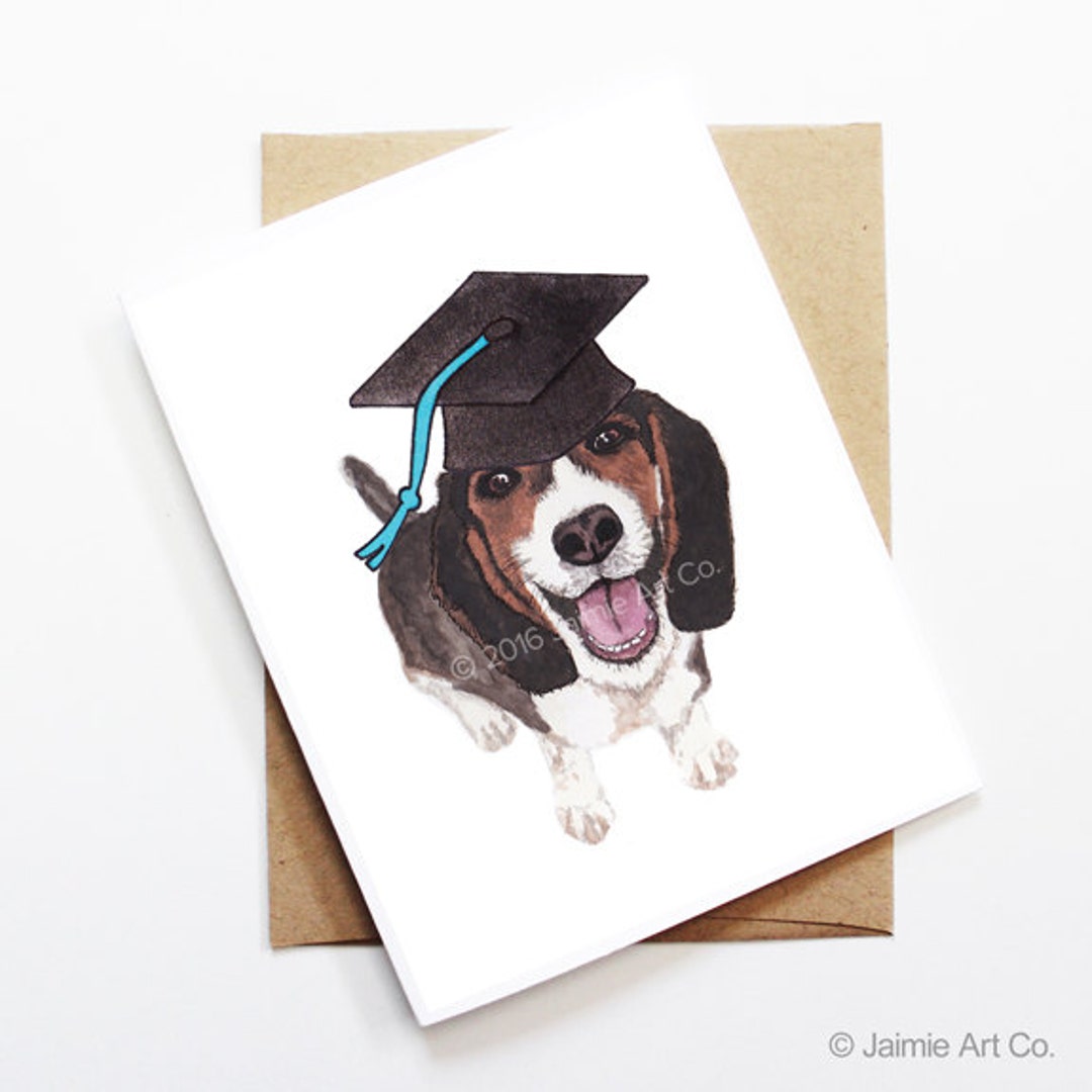 Graduation Card - Beagle, Grad Card, College Graduation, High School ...