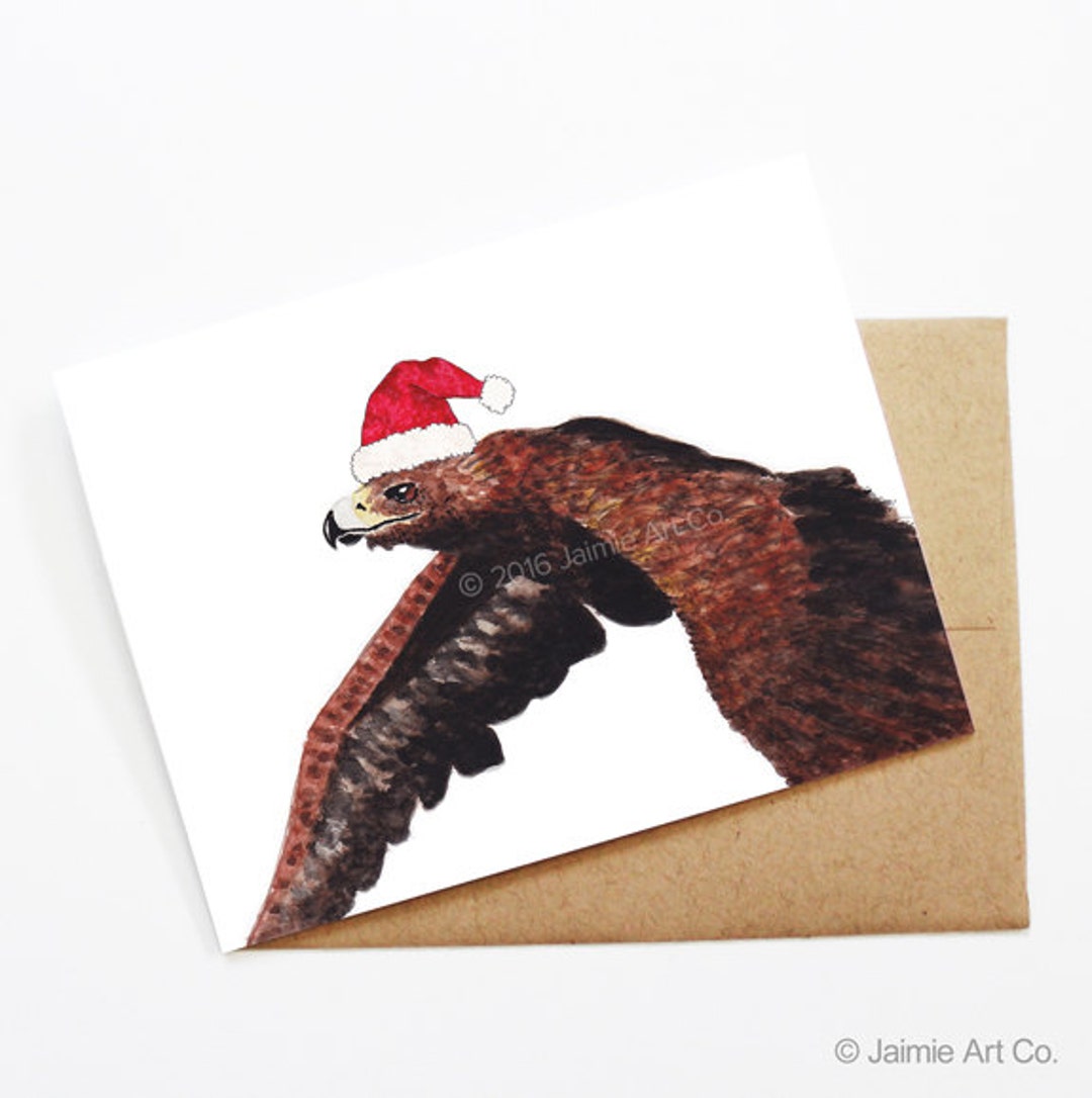 Christmas Card - Hawk, Cute Christmas Card, Animal Christmas Card ...