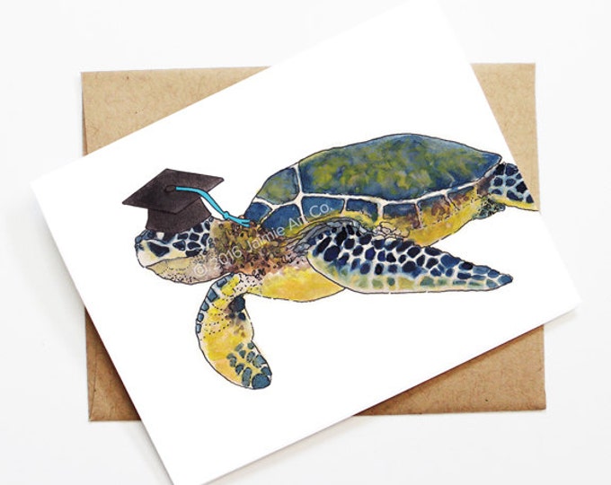 Graduation Card Turtle Grad Card College Graduation High - Etsy
