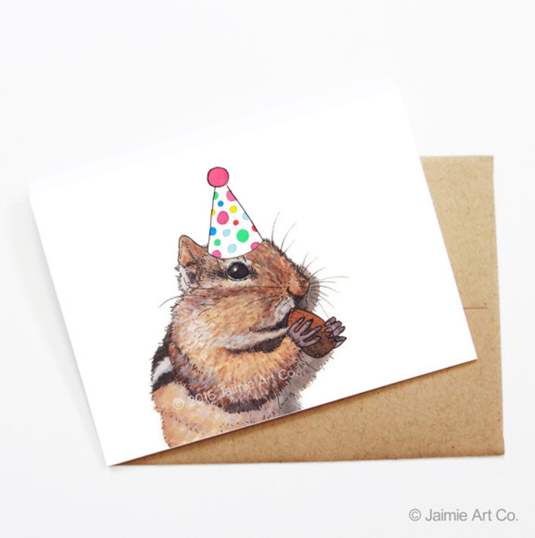 Birthday Card - Chipmunk, Animal Birthday, Animal Card, Cute Greeting ...