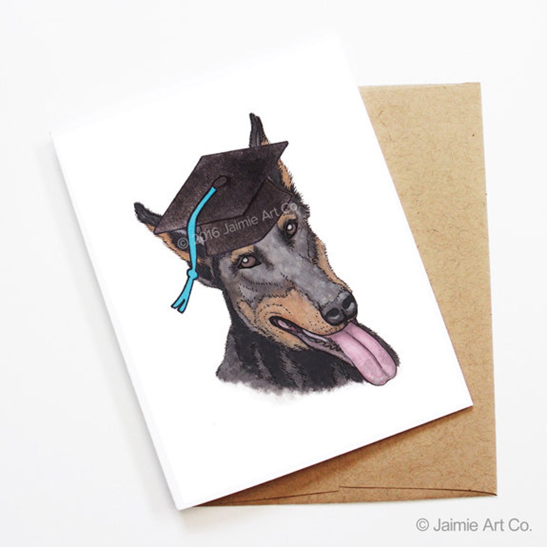 Graduation Card - Doberman, Grad Card, College Graduation, High School ...