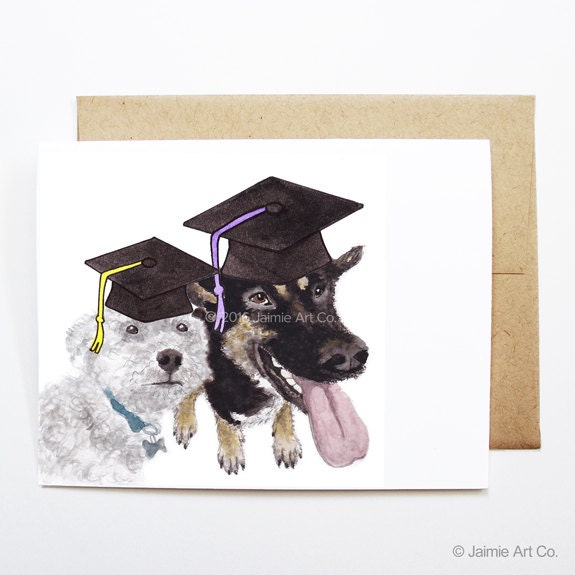 Graduation Card Dogs Grad Card College Graduation High | Etsy
