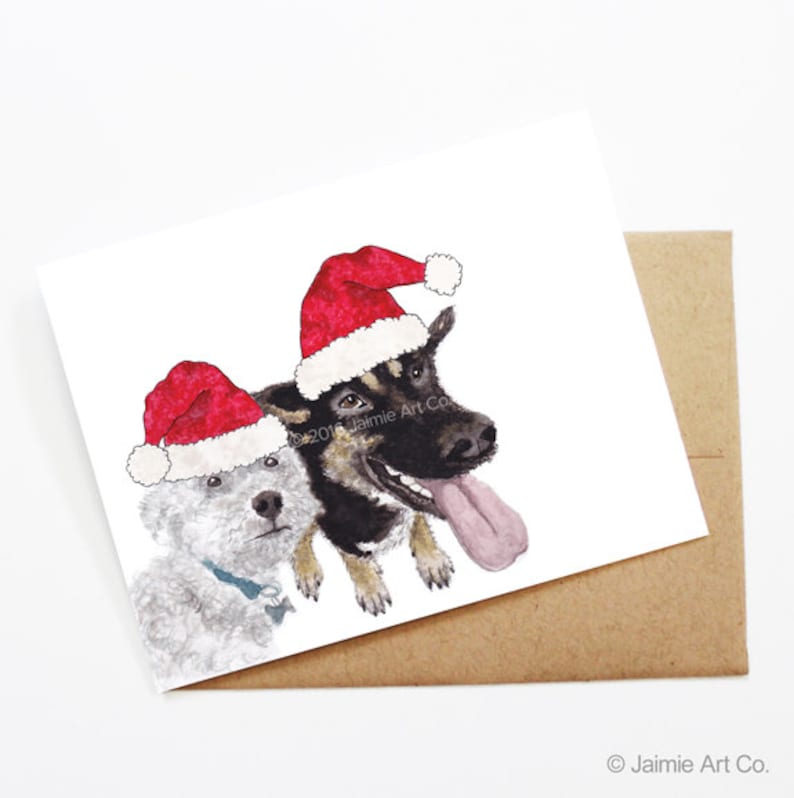 Christmas Card - Dogs, Cute Christmas Card, Animal Christmas Card ...