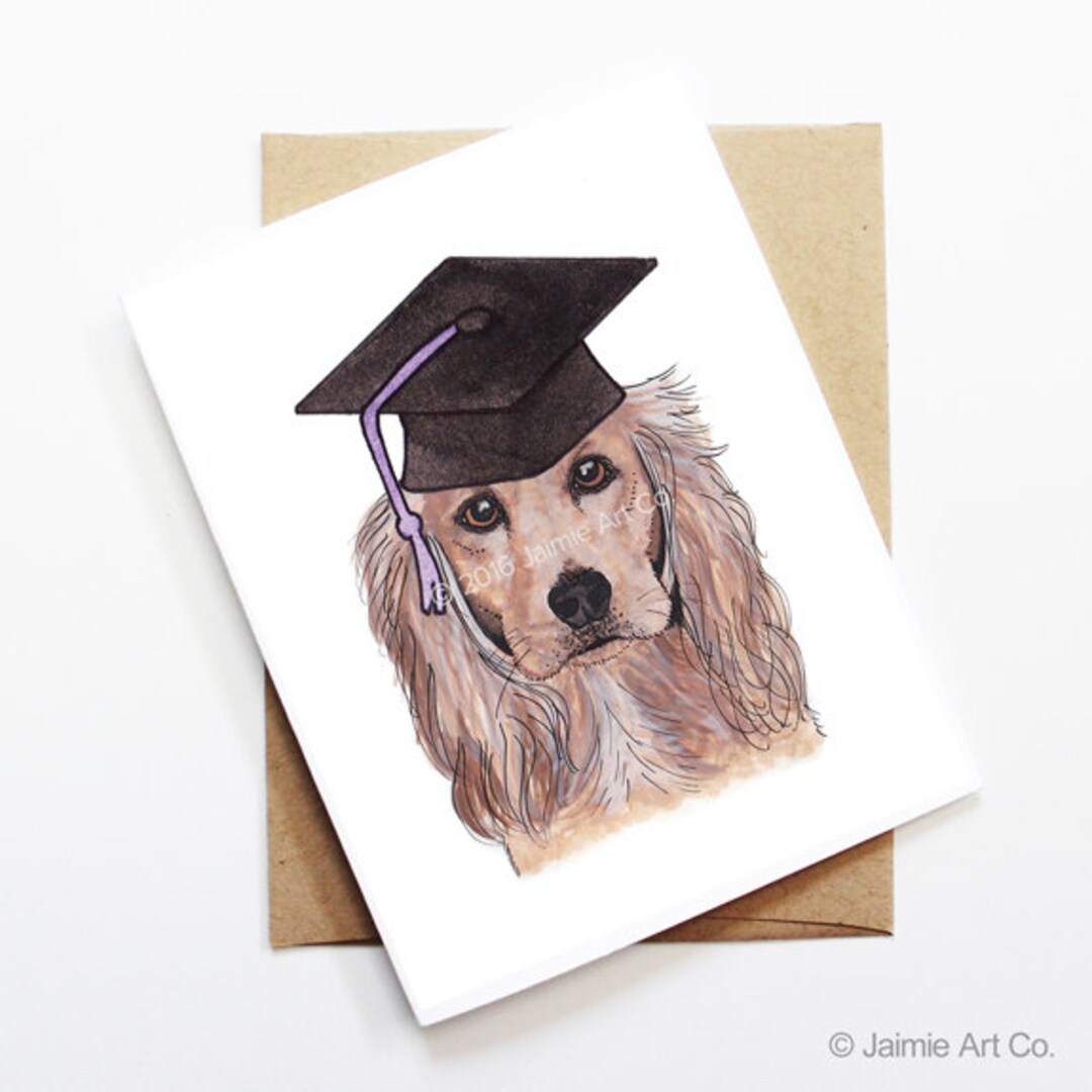 Graduation Card - English Cocker Spaniel, Grad Card, College Graduation ...