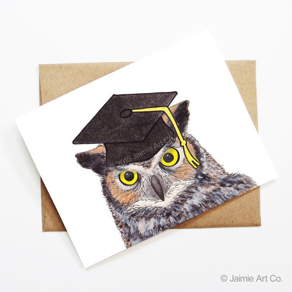 Graduation Card - Owl, Grad Card, College Graduation, High School Grad ...