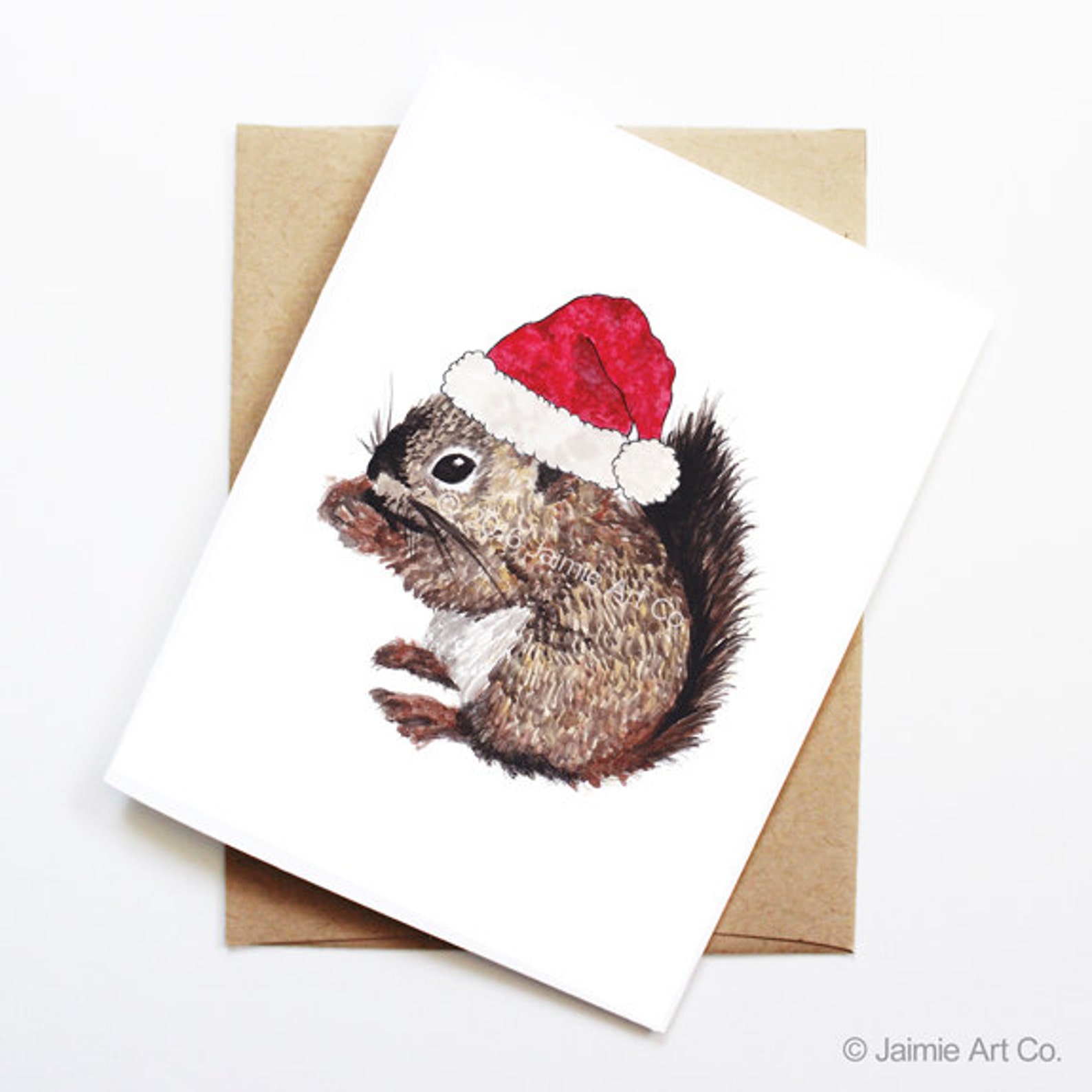 Christmas Card Squirrel Cute Christmas Card Animal - Etsy