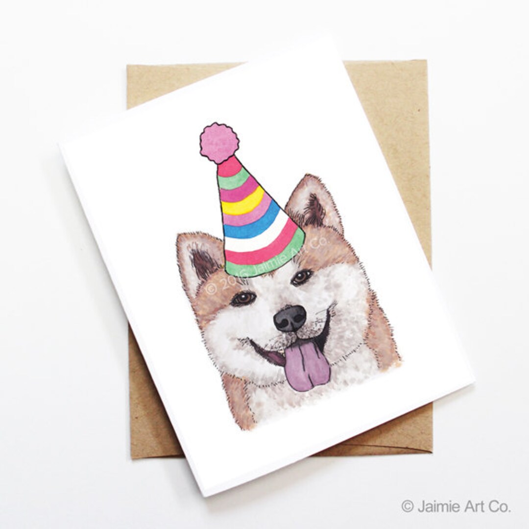 Birthday Card - Akita, Dog Birthday Card, Cute Birthday Card, Dog Card ...