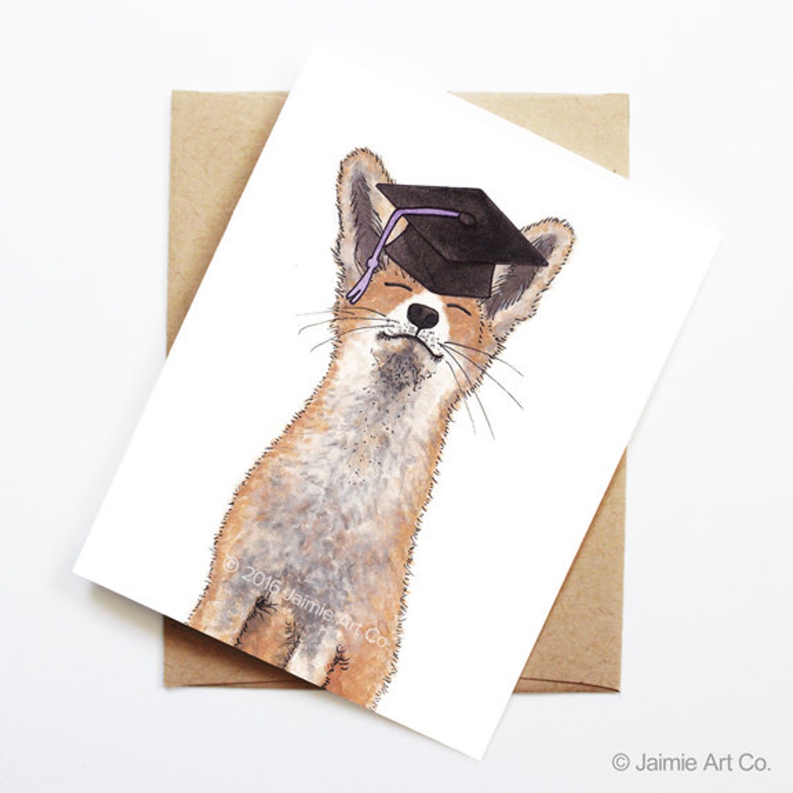 Graduation Card Fox Grad Card College Graduation High - Etsy