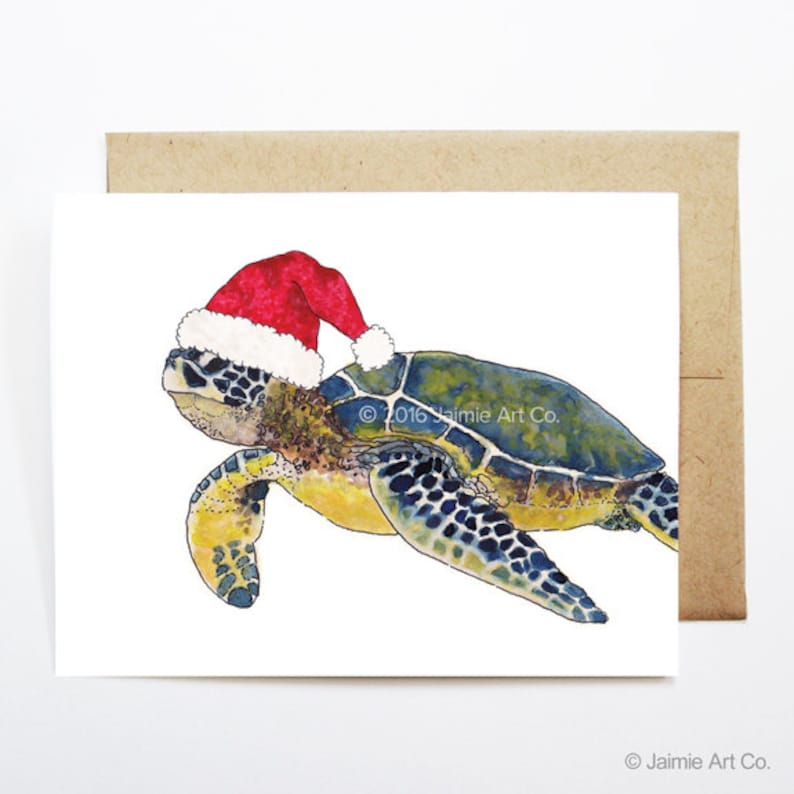 Christmas Card - Turtle, Cute Christmas Card, Animal Christmas Card ...