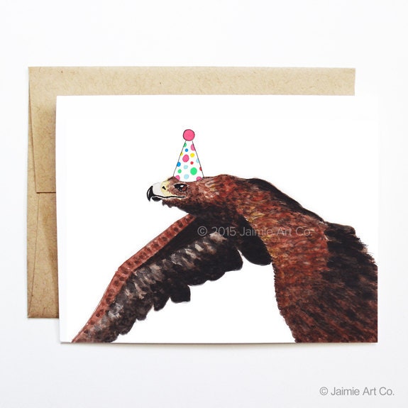 Birthday Card Hawk Animal Birthday Animal Card Cute | Etsy