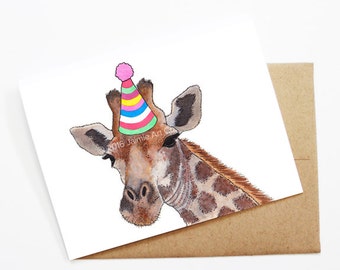 Giraffe Birthday Card, Giraffe Greeting Card, Kids Birthday Card ...