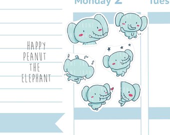 Cute Elephant Planner Stickers baby elephant Printable | Etsy