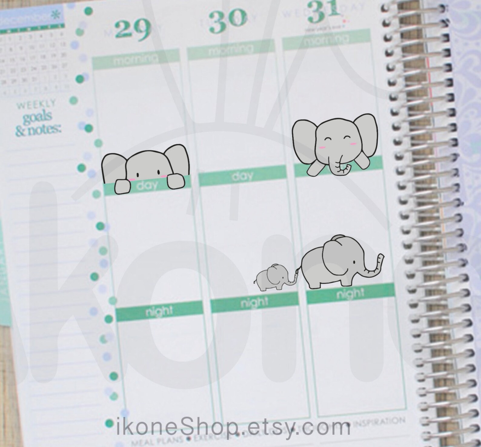 Cute Elephant Planner Stickers, Baby Elephant Printable Stickers for ...